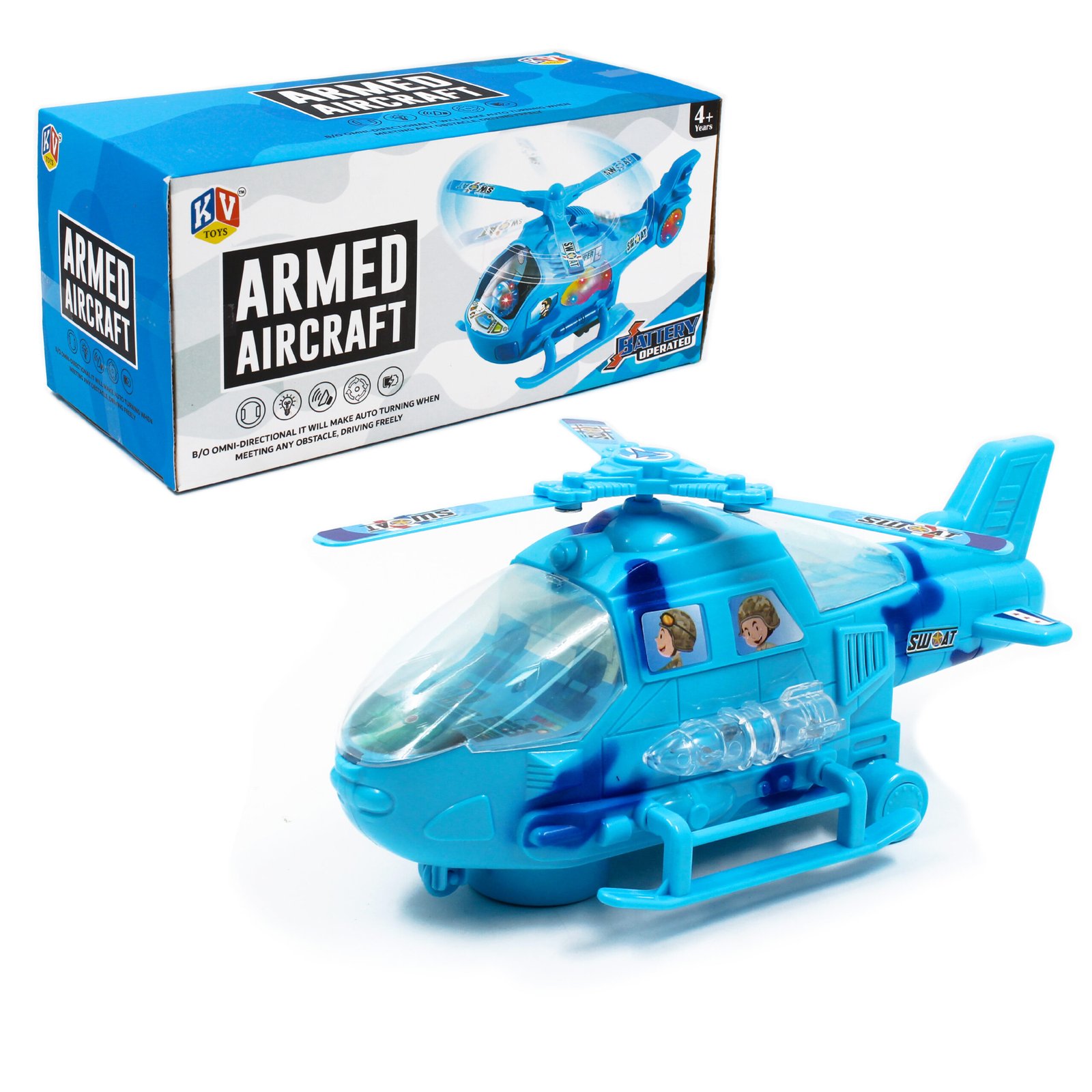 Bump & Go Armed Aircraft With Light And Music – KV Toys